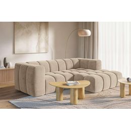 Ecksofa HOMSY BY ANA JOHNSON "&raquo;L&laquo; BOUBELLE L-Form, Design-Sofa, Bubble-Optik, Breite 247 cm", dunkelbeige, B:247cm H:75cm T:156cm, 100% Polyester, Sofas, Ecksofa, hoher Sitzkomfort dank Wellenunterfederung, L Sitztiefe 63 cm