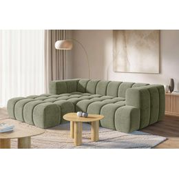 Ecksofa HOMSY BY ANA JOHNSON "&raquo;XL&laquo; BOUBELLE L-Form extra tief, Design: Bubble-Optik, Breite 247cm", gr&uuml;n, B:247cm H:75cm T:191cm, 100% Polyester, Sofas, Ecksofa, hoher Sitzkomfort dank Wellenunterfederung, XL Sitztiefe 100 cm