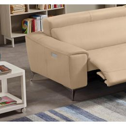 Ecksofa Egoitaliano "Suzette, Designsofa mit hohem Sitzkomfort", beige (champagner), B:266cm H:95cm T:163cm, Leder &raquo;BULL&laquo; (echtes Rindsleder). Geschliffenes, pigmentiertes und behandeltes Rindsleder mit einer Dicke von 1, 3-1, 5 mm. Dieses Leder zeigt eine ziemlich weiche Hand mit einem halb undurchsichtigen Aussehen. Es handelt sich um ein gesch&uuml;tztes Leder. Eine leichte Deckschicht sch&uuml;tzt sie v
