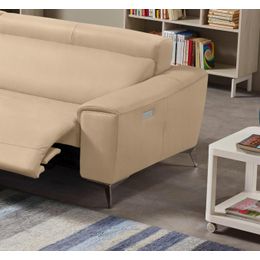 Ecksofa Egoitaliano "Suzette, Designsofa mit hohem Sitzkomfort", beige (champagner), B:266cm H:95cm T:163cm, Leder &raquo;BULL&laquo; (echtes Rindsleder). Geschliffenes, pigmentiertes und behandeltes Rindsleder mit einer Dicke von 1, 3-1, 5 mm. Dieses Leder zeigt eine ziemlich weiche Hand mit einem halb undurchsichtigen Aussehen. Es handelt sich um ein gesch&uuml;tztes Leder. Eine leichte Deckschicht sch&uuml;tzt sie v