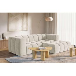 Ecksofa HOMSY BY ANA JOHNSON "&raquo;L&laquo; BOUBELLE L-Form, Design-Sofa, Bubble-Optik, Breite 247 cm", beige, B:247cm H:75cm T:156cm, 100% Polyester, Sofas, Ecksofa, hoher Sitzkomfort dank Wellenunterfederung, L Sitztiefe 63 cm