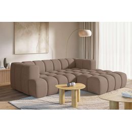 Ecksofa HOMSY BY ANA JOHNSON "&raquo;XL&laquo; BOUBELLE L-Form extra tief, Design: Bubble-Optik, Breite 247cm", braun, B:247cm H:75cm T:191cm, 100% Polyester, Sofas, Ecksofa, hoher Sitzkomfort dank Wellenunterfederung, XL Sitztiefe 100 cm