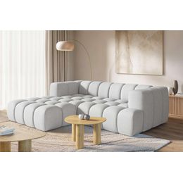Ecksofa HOMSY BY ANA JOHNSON "&raquo;XL&laquo; BOUBELLE L-Form extra tief, Design: Bubble-Optik, Breite 247cm", hellgrau, B:247cm H:75cm T:191cm, 100% Polyester, Sofas, Ecksofa, hoher Sitzkomfort dank Wellenunterfederung, XL Sitztiefe 100 cm