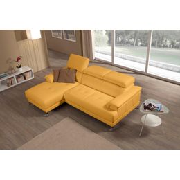 Ecksofa Egoitaliano "Soul, Design und Sitzkomfort auf hohem Niveau, tolle Details, L-Form", gelb, B:250cm H:99cm T:166cm, Leder &raquo;BULL&laquo; (echtes Rindsleder). Geschliffenes, pigmentiertes und behandeltes Rindsleder mit einer Dicke von 1, 3-1, 5 mm. Dieses Leder zeigt eine ziemlich weiche Hand mit einem halb undurchsichtigen Aussehen. Es handelt sich um ein gesch&uuml;tztes Leder. Eine leichte Deckschicht 