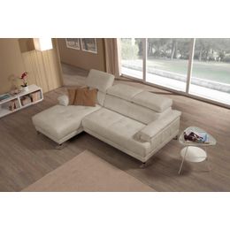 Ecksofa Egoitaliano "Soul, Design und Sitzkomfort auf hohem Niveau, tolle Details, L-Form", grau (opal grau), B:250cm H:99cm T:166cm, Luxus-Micofaser Lederoptik (100% Polyester) ist ein neues technisches Gewebe mit einem visuellen und taktilen Aspekt, der dem Nubuk sehr nahe kommt, mit innovativen Eigenschaften. Seine au&szlig;erordentliche Weichheit kommt von einem exklusiven Produktionsprozess, der Un
