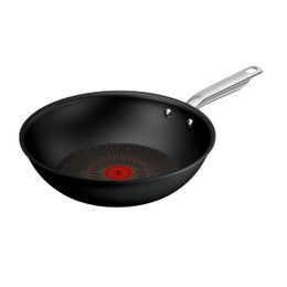 Wok Tefal "Experience", schwarz, B:29,8cm H:8,9cm L:47,9cm &Oslash;:28cm, Pfannen, Wok, FusionCore Antihaftversiegelung, Induktion, Temperaturanzeiger