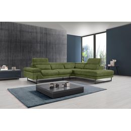 Ecksofa Egoitaliano "Queenie, extravagantes Sofa mit erstklassigem Sitzkomfort, L-Form", gr&uuml;n (kiwi), B:284cm H:95cm T:108cm, Luxus-Microfaser (100% Polyester) Leder &raquo;BULL&laquo; (echtes Rindsleder). Geschliffenes, pigmentiertes und behandeltes Rindsleder mit einer Dicke von 1, 3-1, 5 mm. Dieses Leder zeigt eine ziemlich weiche Hand mit einem halb undurchsichtigen Aussehen. Es handelt sich um ein gesch&uuml;