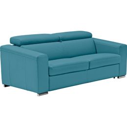 Schlafsofa Egoitaliano "Cabiria, Design und super Sitz- und Liegekomfort", blau (t&uuml;rkis), B:226cm H:97cm T:103cm, Sofas, Schlafsofa, Sofa inkl. Schlaffunktion, Kopfteile verstellbar, mit Metallf&uuml;&szlig;en