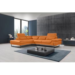 Ecksofa Egoitaliano "Queenie, extravagantes Sofa mit erstklassigem Sitzkomfort, L-Form", orange, B:284cm H:95cm T:108cm, Luxus-Microfaser (100% Polyester) Leder &raquo;BULL&laquo; (echtes Rindsleder). Geschliffenes, pigmentiertes und behandeltes Rindsleder mit einer Dicke von 1, 3-1, 5 mm. Dieses Leder zeigt eine ziemlich weiche Hand mit einem halb undurchsichtigen Aussehen. Es handelt sich um ein gesch&uuml;tztes