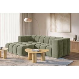 Ecksofa HOMSY BY ANA JOHNSON "&raquo;L&laquo; BOUBELLE L-Form, Design-Sofa, Bubble-Optik, Breite 247 cm", gr&uuml;n, B:247cm H:75cm T:156cm, 100% Polyester, Sofas, Ecksofa, hoher Sitzkomfort dank Wellenunterfederung, L Sitztiefe 63 cm