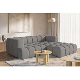 Ecksofa HOMSY BY ANA JOHNSON "&raquo;XL&laquo; BOUBELLE L-Form extra tief, Design: Bubble-Optik, Breite 247cm", dunkelgrau, B:247cm H:75cm T:191cm, 100% Polyester, Sofas, Ecksofa, hoher Sitzkomfort dank Wellenunterfederung, XL Sitztiefe 100 cm