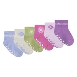 Socken Converse "CHN CORE 6PK GRIP INF TOD SCKS", M&auml;dchen, Gr. 68/80 (6/12), mystic sky, Obermaterial: 54% Baumwolle, 41% Polyester, 5% Elasthan, Socken Socken, f&uuml;r Babys, 6 Paar im Set, mit Elasthan-Anteil