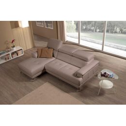 Ecksofa Egoitaliano "Soul, Design und Sitzkomfort auf hohem Niveau, tolle Details, L-Form", beige (safari), B:250cm H:99cm T:166cm, Leder &raquo;BULL&laquo; (echtes Rindsleder). Geschliffenes, pigmentiertes und behandeltes Rindsleder mit einer Dicke von 1, 3-1, 5 mm. Dieses Leder zeigt eine ziemlich weiche Hand mit einem halb undurchsichtigen Aussehen. Es handelt sich um ein gesch&uuml;tztes Leder. Eine leichte De