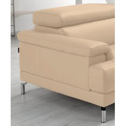 2,5-Sitzer Egoitaliano "Soul, Design und Sitzkomfort auf hohem Niveau, tolle Details", beige (champagner), B:200cm H:76cm T:106cm, Leder &raquo;BULL&laquo; (echtes Rindsleder). Geschliffenes, pigmentiertes und behandeltes Rindsleder mit einer Dicke von 1, 3-1, 5 mm. Dieses Leder zeigt eine ziemlich weiche Hand mit einem halb undurchsichtigen Aussehen. Es handelt sich um ein gesch&uuml;tztes Leder. Eine leichte Dec