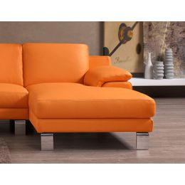 Ecksofa Egoitaliano "Shakira, Design & Sitzkomfort auf hohem Niveau, Breite 236cm, L-Form", orange, B:236cm H:84cm T:152cm, Leder &raquo;BULL&laquo; (echtes Rindsleder). Geschliffenes, pigmentiertes und behandeltes Rindsleder mit einer Dicke von 1, 3-1, 5 mm. Dieses Leder zeigt eine ziemlich weiche Hand mit einem halb undurchsichtigen Aussehen. Es handelt sich um ein gesch&uuml;tztes Leder. Eine leichte Deckschich