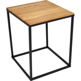Beistelltisch PAROLI "Genu IV", braun (holz, schwarz, holz), B:40cm H:50cm T:40cm, Tische, Beistelltisch