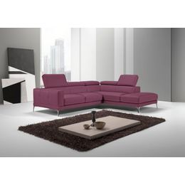 Ecksofa Egoitaliano "Claudie, Designsofa mit extrakomfortablem Sitzkomfort, L-Form", lila (violett), B:268cm H:97cm T:226cm, Luxus-Microfaser (100% Polyester) Leder &raquo;BULL&laquo; (echtes Rindsleder). Geschliffenes, pigmentiertes und behandeltes Rindsleder mit einer Dicke von 1, 3-1, 5 mm. Dieses Leder zeigt eine ziemlich weiche Hand mit einem halb undurchsichtigen Aussehen. Es handelt sich um ein gesch&uuml;t
