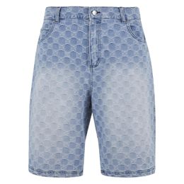 Cargoshorts PEQUS "PEQUS PEQUS Aether Monogram Denim Jorts", Herren, Gr. 30, Normalgr&ouml;&szlig;en, blau washed, 100% Baumwolle, relaxed fit, Hosen
