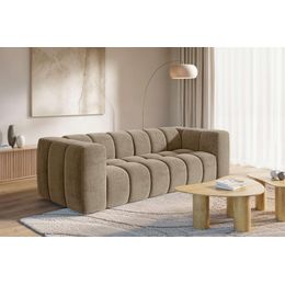 Big-Sofa HOMSY BY ANA JOHNSON "&raquo;L&laquo; BOUBELLE Design-Sofa mit Steppung, Bubble-Optik, Breite 246 cm", hellbraun, B:246cm H:75cm T:100cm, 100% Polyester, Sofas, Big-Sofa, 4-Sitzer mit Wellenunterfederung, L Sitztiefe 63 cm