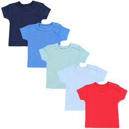 T-Shirt TUPTAM "Shirt Baby Kurzarm T-Shirt 5er Set", M&auml;dchen, Gr. 80, blau (rot dunkelblau blau gr&uuml;n hellblau), Obermaterial: 100% Baumwolle CO., Shirts T-Shirt