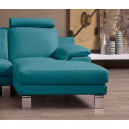 Ecksofa Egoitaliano "Shakira, Design & Sitzkomfort auf hohem Niveau, Breite 236cm, L-Form", blau (t&uuml;rkis), B:236cm H:84cm T:152cm, Leder &raquo;BULL&laquo; (echtes Rindsleder). Geschliffenes, pigmentiertes und behandeltes Rindsleder mit einer Dicke von 1, 3-1, 5 mm. Dieses Leder zeigt eine ziemlich weiche Hand mit einem halb undurchsichtigen Aussehen. Es handelt sich um ein gesch&uuml;tztes Leder. Eine leichte Dec