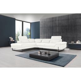 Ecksofa Egoitaliano "Queenie, extravagantes Sofa mit erstklassigem Sitzkomfort, L-Form", wei&szlig;, B:284cm H:95cm T:108cm, Luxus-Microfaser (100% Polyester) Leder &raquo;BULL&laquo; (echtes Rindsleder). Geschliffenes, pigmentiertes und behandeltes Rindsleder mit einer Dicke von 1, 3-1, 5 mm. Dieses Leder zeigt eine ziemlich weiche Hand mit einem halb undurchsichtigen Aussehen. Es handelt sich um ein gesch&uuml;tztes L