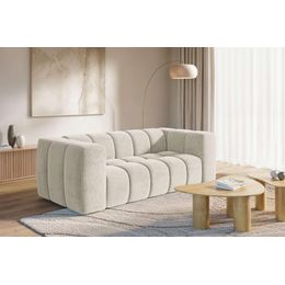 3-Sitzer HOMSY BY ANA JOHNSON "&raquo;L&laquo; BOUBELLE Design-Sofa, Bubble-Optik, Breite 217 cm", beige, B:217cm H:75cm T:100cm, 100% Polyester, Sofas, hoher Sitzkomfort dank Wellenunterfederung, L Sitztiefe 63 cm