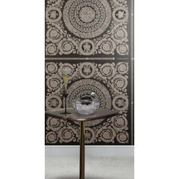 Vliestapete Versace "Versace 6 Heritage &ndash;", schwarz, B:0,7m H:0m L:10,05m, Vinyl, Vlies, Tapeten, Opulentes Medaillon-Design mit Glanz & fein strukturierter Oberfl&auml;che