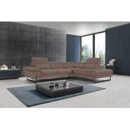 Ecksofa Egoitaliano "Queenie, extravagantes Sofa mit erstklassigem Sitzkomfort, L-Form", braun (mud), B:284cm H:95cm T:108cm, Luxus-Microfaser (100% Polyester) Leder &raquo;BULL&laquo; (echtes Rindsleder). Geschliffenes, pigmentiertes und behandeltes Rindsleder mit einer Dicke von 1, 3-1, 5 mm. Dieses Leder zeigt eine ziemlich weiche Hand mit einem halb undurchsichtigen Aussehen. Es handelt sich um ein gesch&uuml;