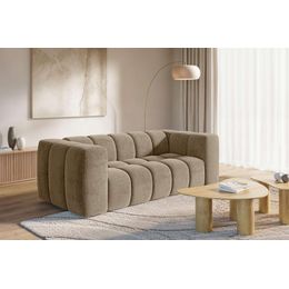 3-Sitzer HOMSY BY ANA JOHNSON "&raquo;L&laquo; BOUBELLE Design-Sofa, Bubble-Optik, Breite 217 cm", hellbraun, B:217cm H:75cm T:100cm, 100% Polyester, Sofas, hoher Sitzkomfort dank Wellenunterfederung, L Sitztiefe 63 cm