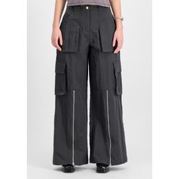 Cargohose Alpha Industries "Zipped Leg Cargo Pants W", Damen, Gr. L, Normalgr&ouml;&szlig;en, grau (vintage grau), Obermaterial: 100% Nylon, Hosen Cargohose