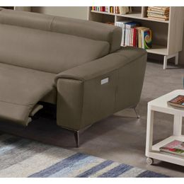 Ecksofa Egoitaliano "Suzette, Designsofa mit hohem Sitzkomfort", grau (taupe), B:266cm H:95cm T:163cm, Leder &raquo;BULL&laquo; (echtes Rindsleder). Geschliffenes, pigmentiertes und behandeltes Rindsleder mit einer Dicke von 1, 3-1, 5 mm. Dieses Leder zeigt eine ziemlich weiche Hand mit einem halb undurchsichtigen Aussehen. Es handelt sich um ein gesch&uuml;tztes Leder. Eine leichte Deckschicht sch&uuml;tzt sie vor Fle