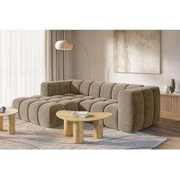 Ecksofa HOMSY BY ANA JOHNSON "&raquo;L&laquo; BOUBELLE L-Form, Design-Sofa, Bubble-Optik, Breite 247 cm", hellbraun, B:247cm H:75cm T:156cm, 100% Polyester, Sofas, Ecksofa, hoher Sitzkomfort dank Wellenunterfederung, L Sitztiefe 63 cm