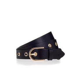 Lederg&uuml;rtel Tamaris "Elly Gold", Damen, Gr. 100, schwarz, Rindsleder, G&uuml;rtel Lederg&uuml;rtel, Goldene &Ouml;sen