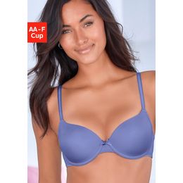Schalen-BH Lascana "Ela - perfect basic", Damen, Gr. 70, Cup B, blau (kornblumenblau), Microtouch, Obermaterial: 82% Polyamid (TACTEL), 18% Elasthan (LYCRA), Basic, BHs Schalen-BH, mit B&uuml;gel aus seidiger Microfaser, Topseller