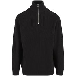 Sweater Urban Classics "Urban Classics Rib Basic Troyer", Herren, Gr. L, schwarz, 50% Baumwolle, 50% Polyacryl, unifarben, Sweatshirts Sweater