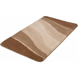 Badematte Kleine Wolke "Ocean" Gr. 14, grau (taupe), H:23mm, Kunstfaser, Badematten, Badematte, Badteppich, Wellen Design, mit Farbverlauf, Hoch-Tief Effekt, waschbar