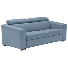 Schlafsofa Egoitaliano "Cabiria, Design und super Sitz- und Liegekomfort", blau (himmelblau), B:226cm H:97cm T:103cm, Leder &raquo;BULL&laquo; (echtes Rindsleder). Geschliffenes, pigmentiertes und behandeltes Rindsleder mit einer Dicke von 1, 3-1, 5 mm. Dieses Leder zeigt eine ziemlich weiche Hand mit einem halb undurchsichtigen Aussehen. Es handelt sich um ein gesch&uuml;tztes Leder. Eine leichte Deckschicht sch&uuml;