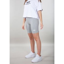 Bikerhose Alpha Industries "Basic Bike Shorts SL W", Damen, Gr. S, Normalgr&ouml;&szlig;en, grau (grauheather, wei&szlig;), Obermaterial: 95% Baumwolle, 5% Elastan, Hosen