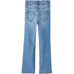 Bootcut-Jeans name it "NKFPOLLY SKINNY BOOT JEANS 1142-AU NOOS", M&auml;dchen, Gr. 158, N-Gr, blau (medium blau denim), Denim/Jeans, Obermaterial: 69% Baumwolle, 25% Polyester, 3% Elasthan, 3% Viskose, leichte Abriebeffekte, skinny fit kn&ouml;chellang, Jeans, mit Stretch