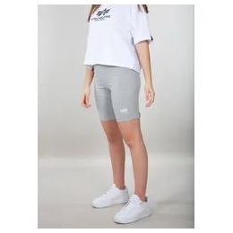 Bikerhose Alpha Industries "Basic Bike Shorts SL W", Damen, Gr. S, Normalgr&ouml;&szlig;en, grau (grauheather, wei&szlig;), Obermaterial: 95% Baumwolle, 5% Elastan, Hosen