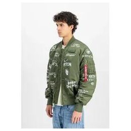 Bomberjacke Alpha Industries "MA-1 Peace", Herren, Gr. 3XL, gr&uuml;n (sage, gr&uuml;n), Obermaterial: 100% Nylon; Futter: 100% Nylon; F&uuml;llung: 100% Polyester, Jacken Bomberjacke