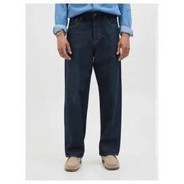 Jack & Jones Relax-fit-Jeans JACK & JONES "JJIALEX mit cleanem Look und Taschenvielfalt", Herren, Gr. 32, L&auml;nge 34, blau (blau, denim), Denim/Jeans, Obermaterial: 100% Baumwolle, Abriebeffekte, relaxed fit lang, Jeans, Baumwolle, relax fit