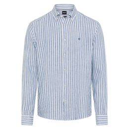 Leinenhemd BOSS "LIAM", Herren, Gr. L, N-Gr, light, pastel blau459, Web, Obermaterial: 100% Leinen, gestreift, regular fit h&uuml;ftbedeckend, 1-Knopf-Manschette mit Schlitz, Hemden, 100% Leinen Premium Sommerhemd, Button-Down-Kragen, regular fit