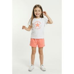 Top & Shorts Converse "DCTP CLASSIC TEE & SHORT SET", M&auml;dchen, Gr. 104 (4), all heat, Obermaterial: 60% Baumwolle, 40% Polyester, KOB Set-Artikel, zweiteiliges Set, f&uuml;r Kinder, sportlicher Stil