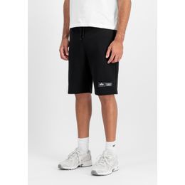 Shorts Alpha Industries "Label Jogger Short", Herren, Gr. L, Normalgr&ouml;&szlig;en, schwarz, Obermaterial: 80% Baumwolle, 20% Polyester, Hosen Shorts