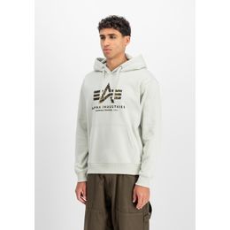 Hoodie Alpha Industries "Basic Hoodie BL Effect Print", Herren, Gr. L, stone, Obermaterial: 80% Baumwolle, 20% Polyester, regular fit, Sweatshirts Hoodie