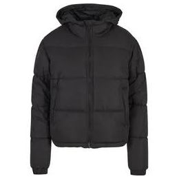 Winterjacke Urban Classics "Urban Classics Ladies Peached Puffer Jacket With Hood", Damen, Gr. 3XL, schwarz, 100% Polyester, unifarben, normal, ohne Ausschnitt, Jacken Winterjacke