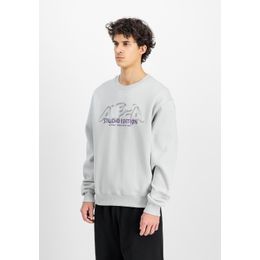 Sweater Alpha Industries "Studio Edition Vibe Sweatshirt", Herren, Gr. L, grau (pastel grau), Obermaterial: 80% Baumwolle, 20% Polyester, loose fit, Sweatshirts Sweater