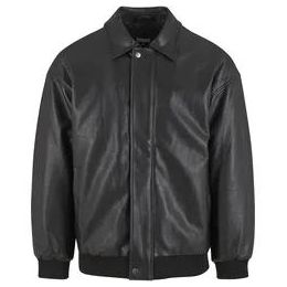 Lederjacke Urban Classics "Urban Classics Synthetic Leather Blouson", Herren, Gr. XL, schwarz, 100% Viskose, unifarben, normal, amerikanischer Ausschnitt, Jacken